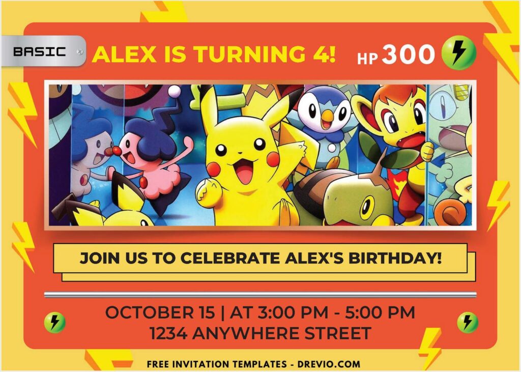 (Free PDF Invitation) Pokemon Card Birthday Invitation