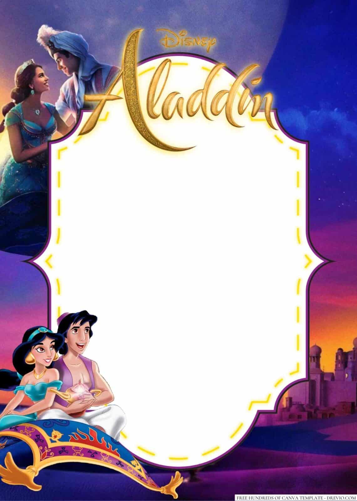 10 Magical World of Aladdin and Jasmine Birthday Invitation Templates