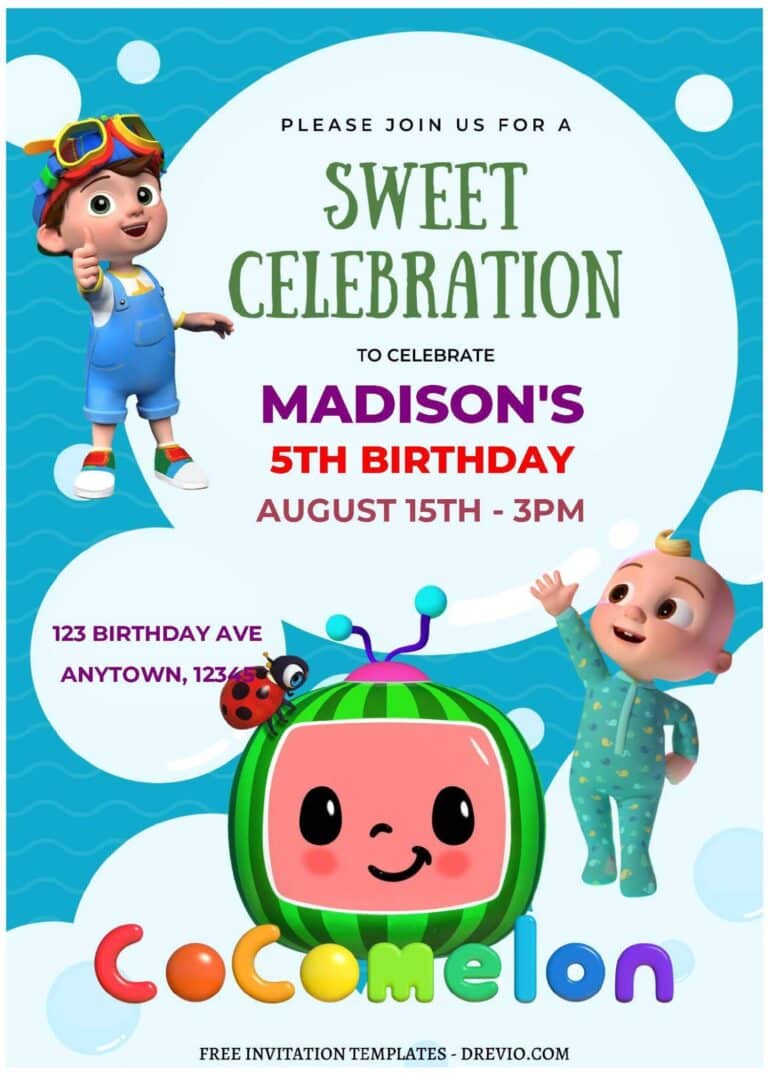 10 Cheerful Cocomelon Invitation Cards for Your Baby Party