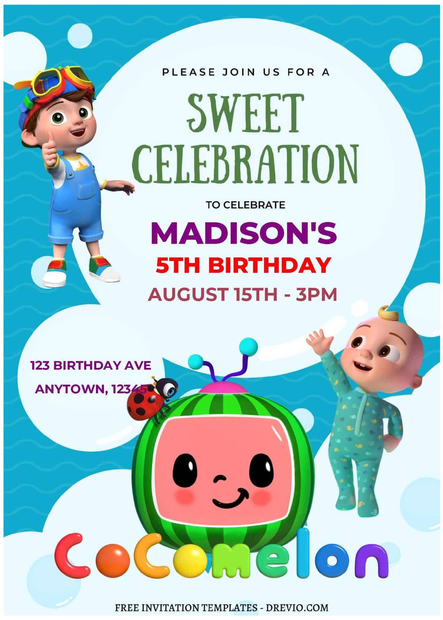 10 Cheerful Cocomelon Invitation Cards for Your Baby Party