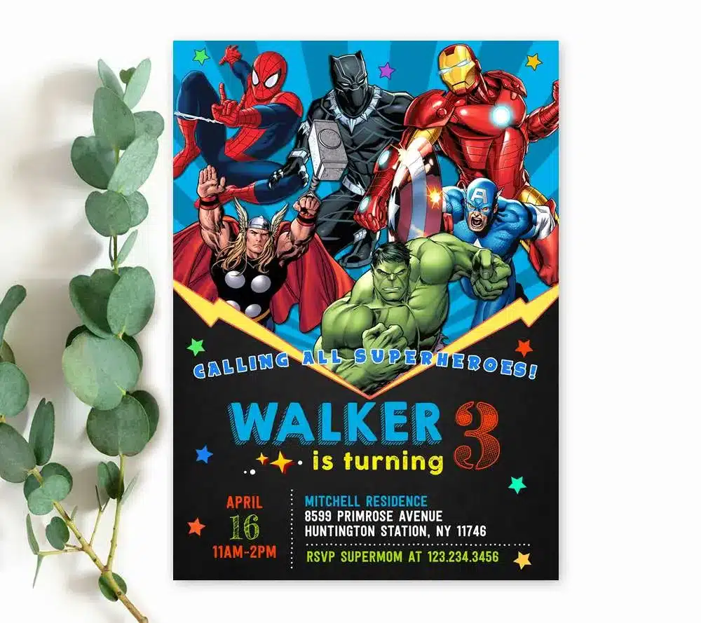 10 Marvel Themed Birthday Invitation Cards