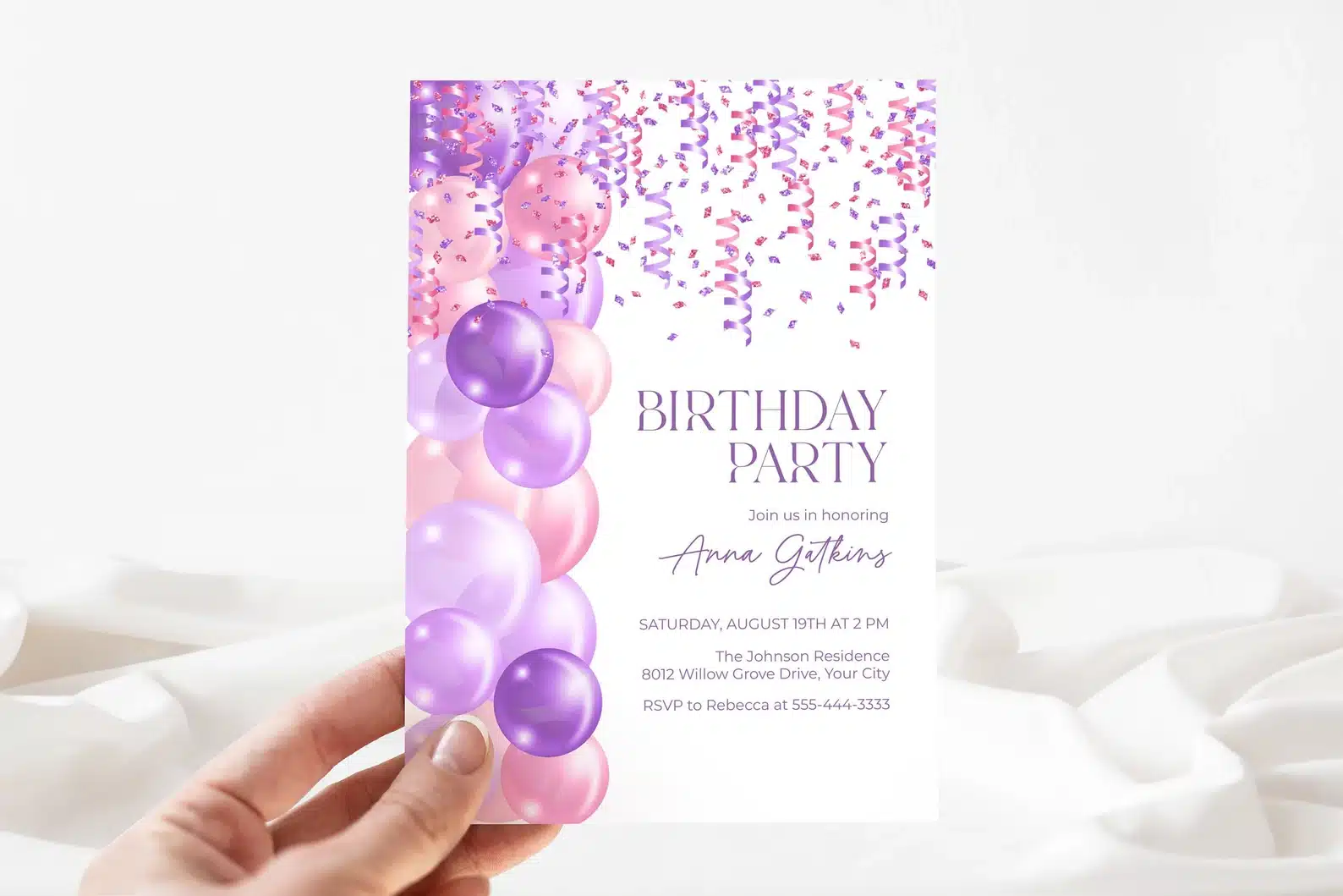 10 Cute Elegant Purple Birthday Party Invitations
