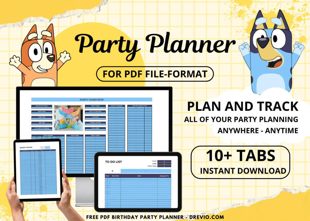Bluey Editable Birthday Party Planner