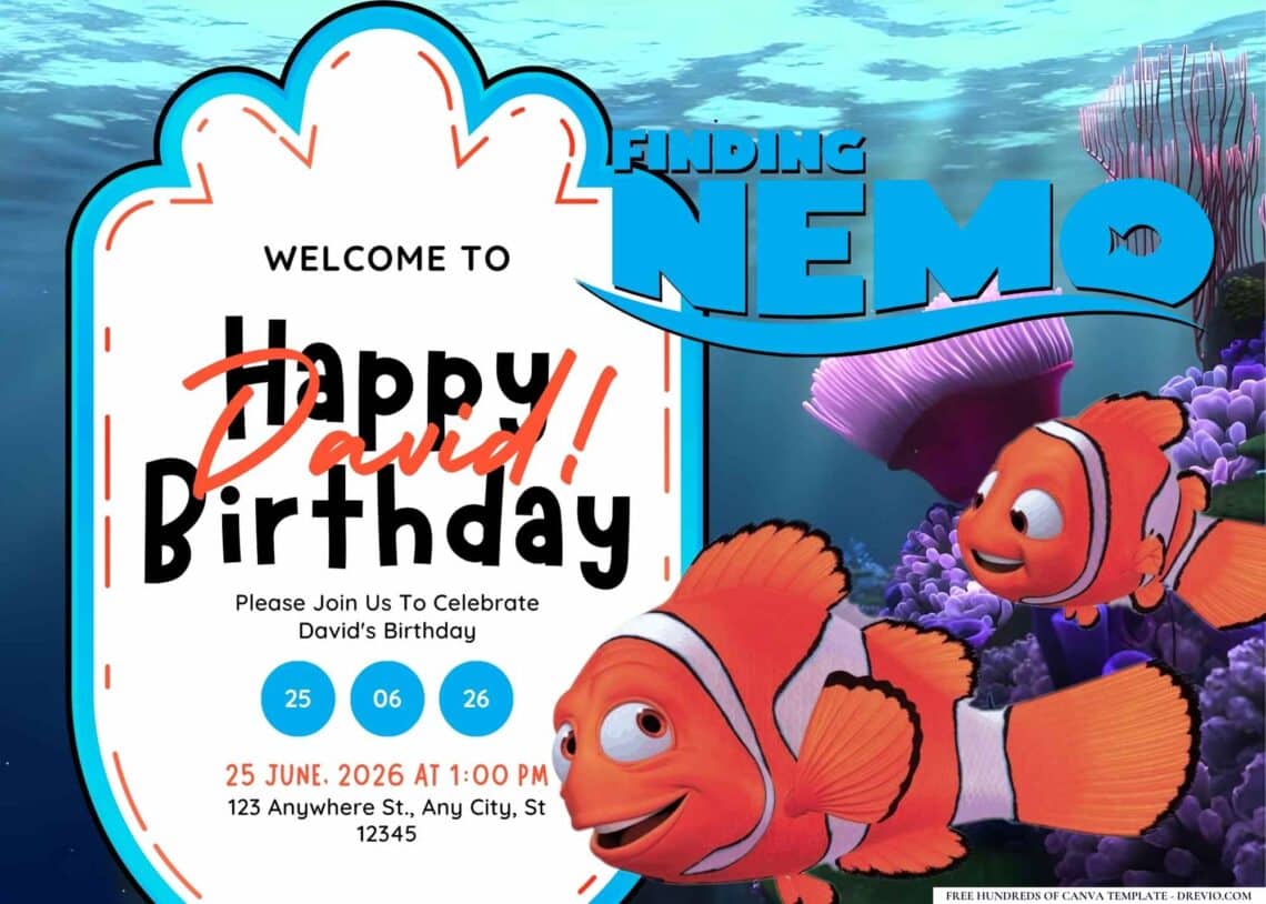10 Underwater Finding Nemo Birthday Invitations