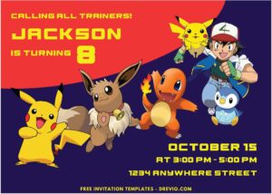 (Free PDF Invitation) Cute Pokemon Go Birthday Invitations