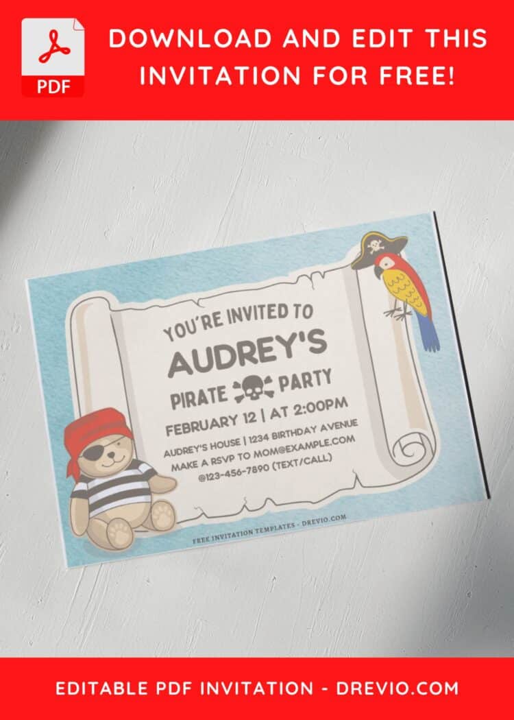 (Free PDF Invitation) Calling All Buccaneers! Pirate Birthday Invitations