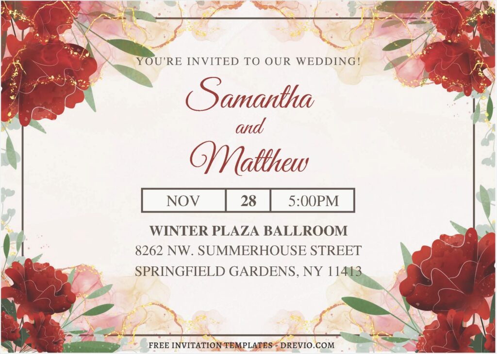 (Free PDF Invitation) Botanical Spring Floral Wedding Invitations