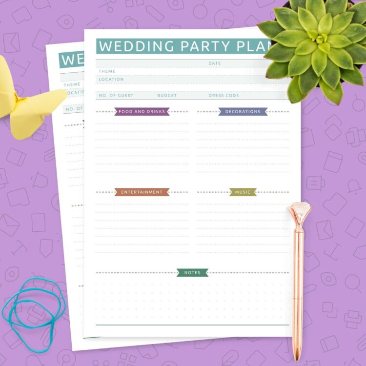 Trendy Wedding Party with Planner and Invitations Guide