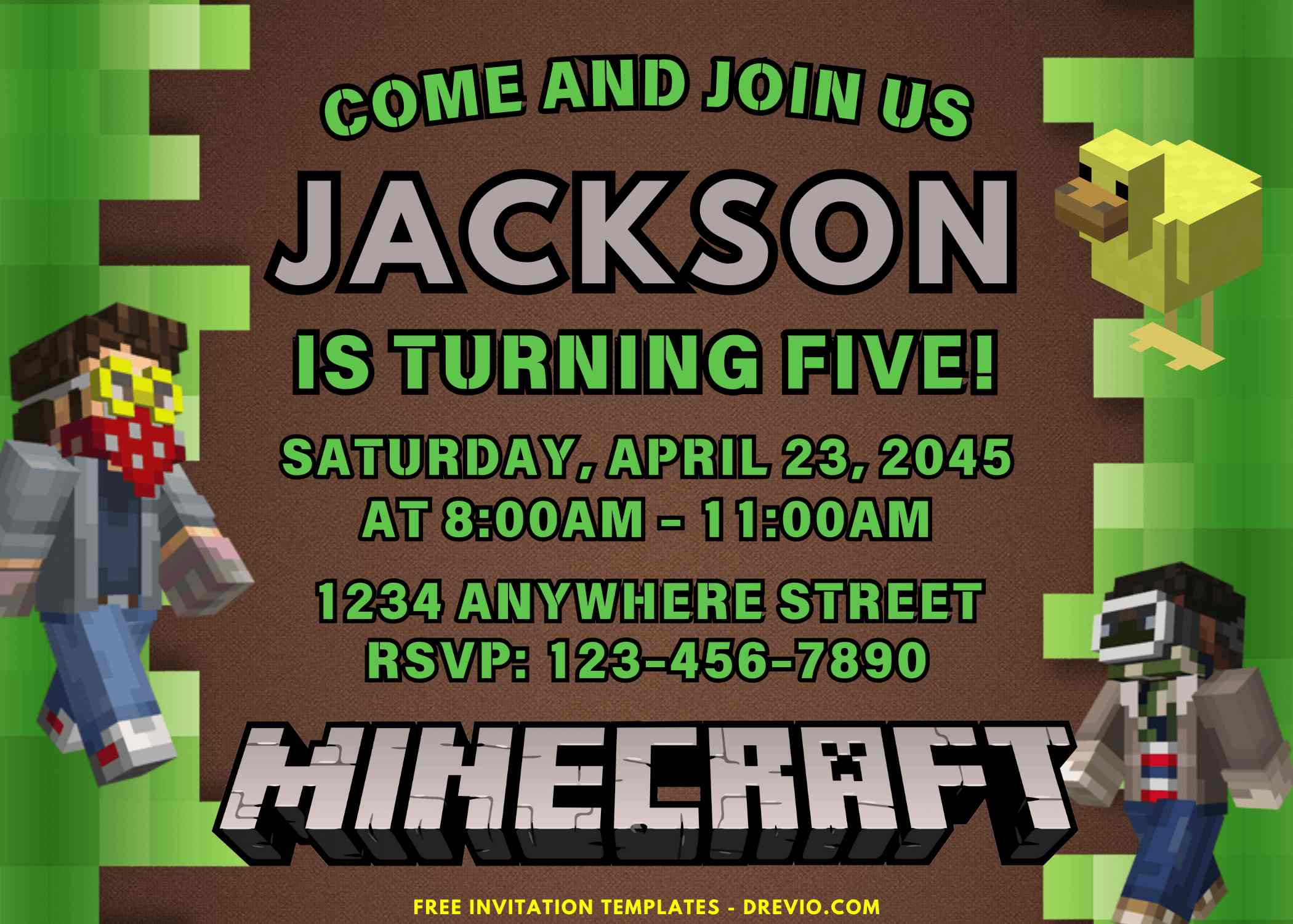 (Free Canva Template) Minecraft Gamer Sleepover Birthday Party Kits