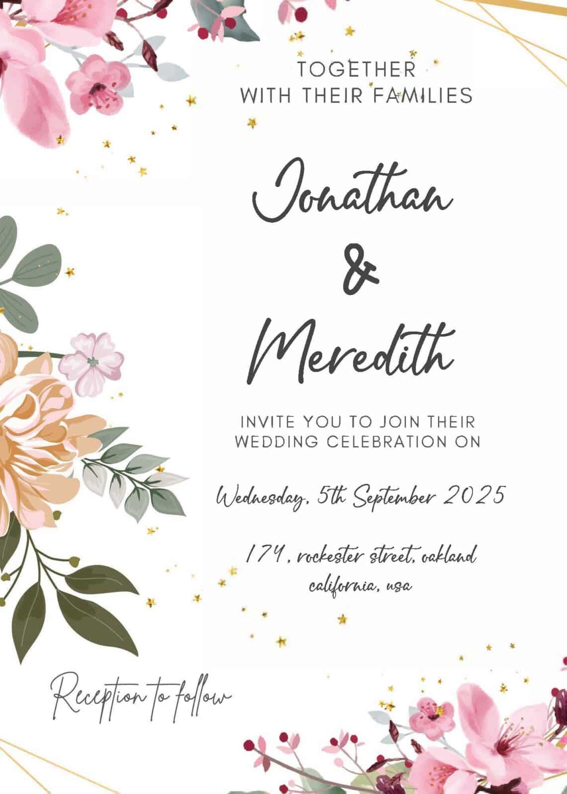 FREE Editable PDF - Set of Spring Floral Wedding Invitation Templates
