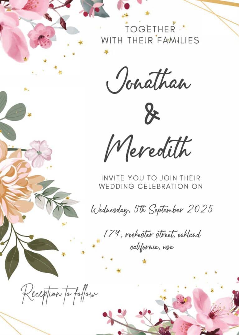 FREE Editable PDF - Set of Spring Floral Wedding Invitation Templates