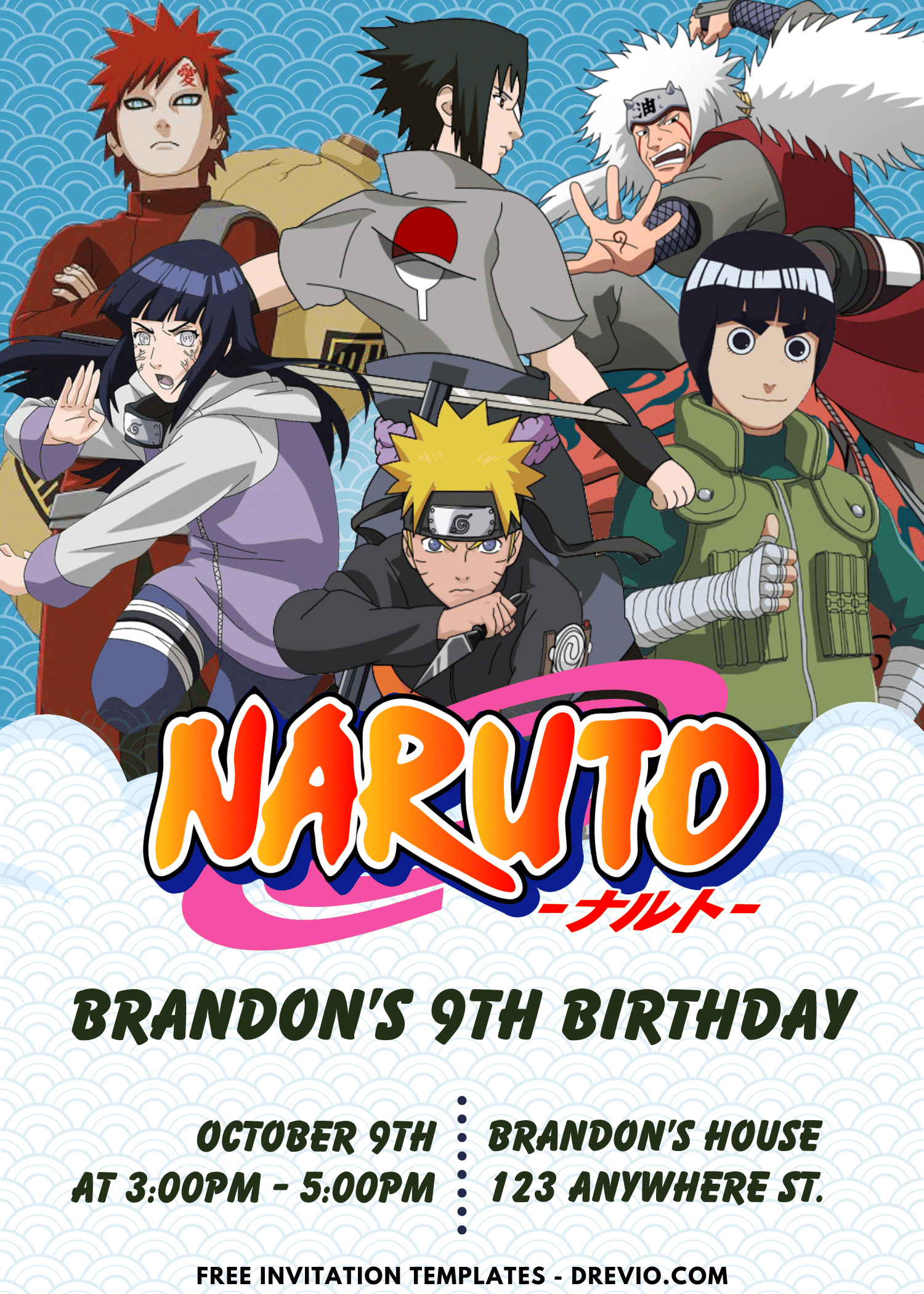 Epic Naruto Shippuden Birthday Invitation | Editable Canva
