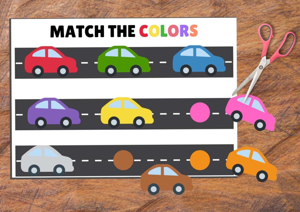 Color & Cut Matching Game Printables for Kids