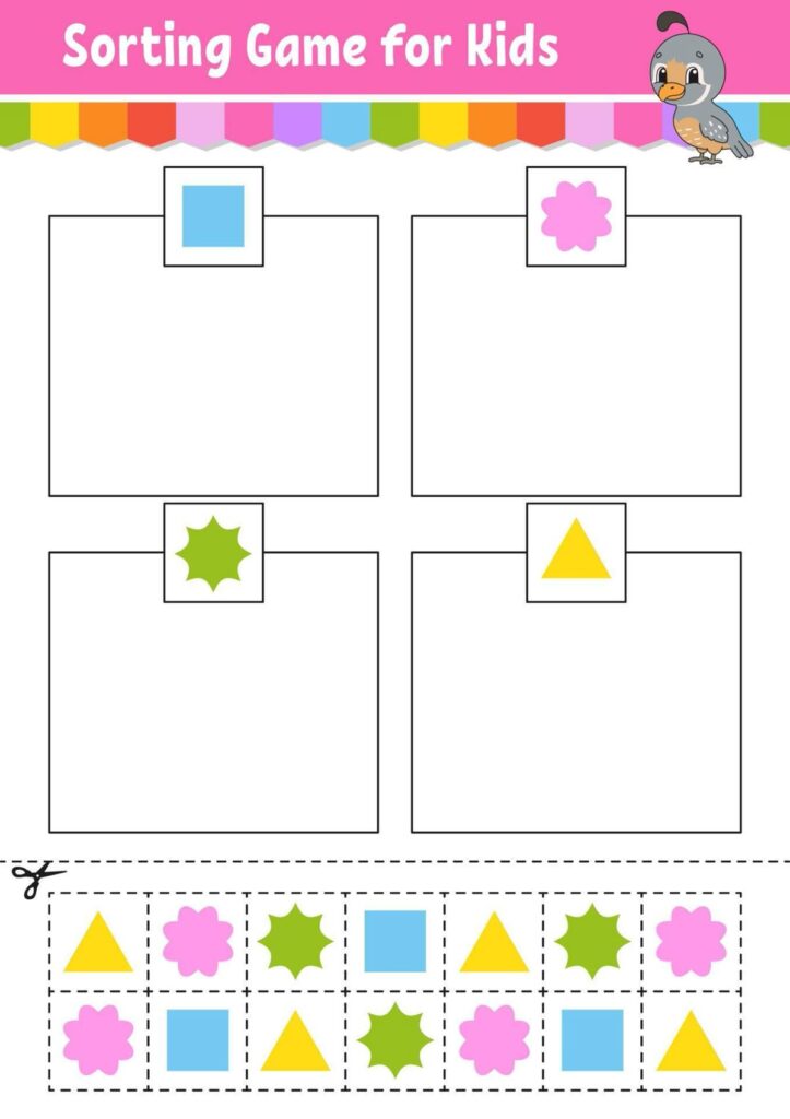 Color & Cut Matching Game Printables for Kids