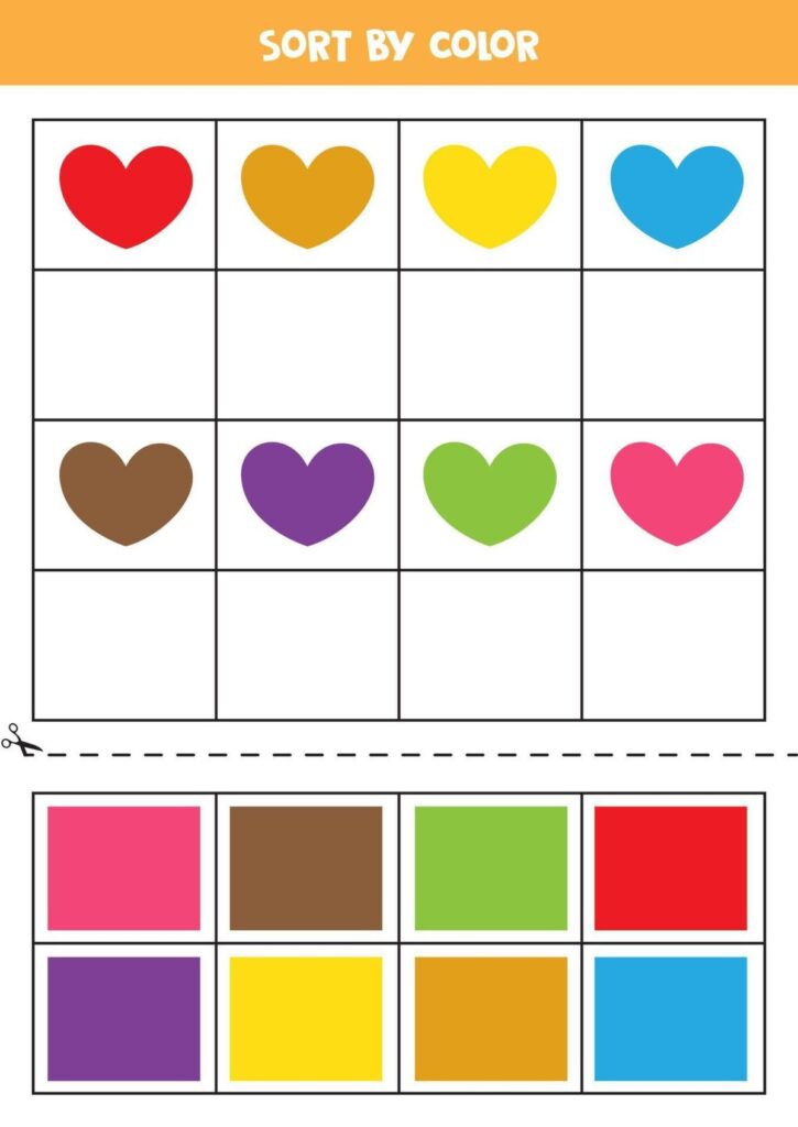 Color & Cut Matching Game Printables for Kids