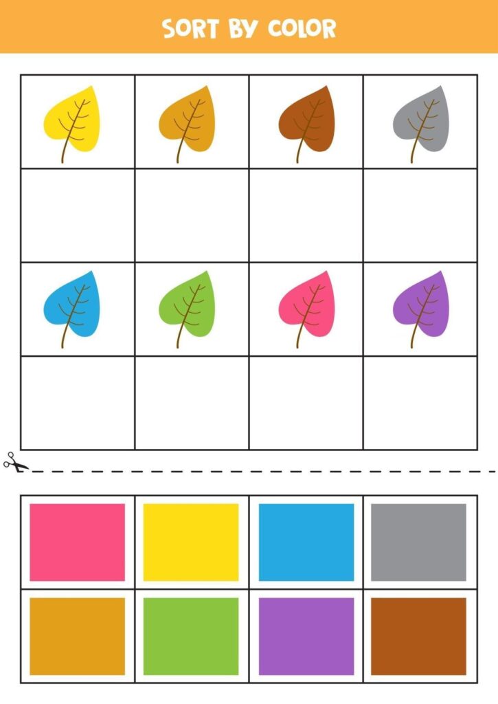Color & Cut Matching Game Printables for Kids