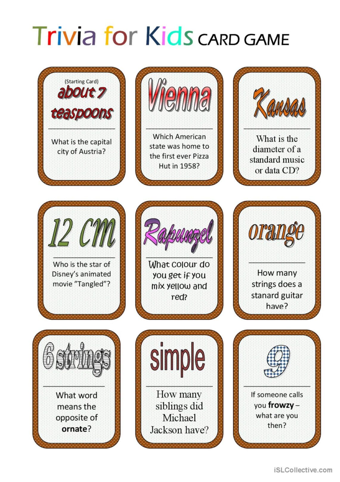 Make Your Own Trivia Cards (Printable Template)