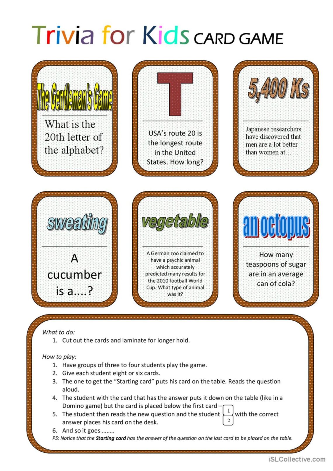 Make Your Own Trivia Cards (Printable Template)