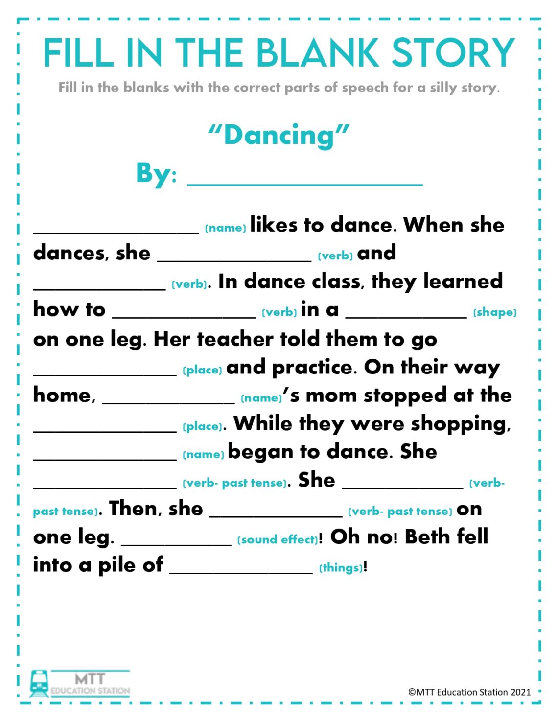 Fill-in-the-Blank Story Worksheets for Kids Learning