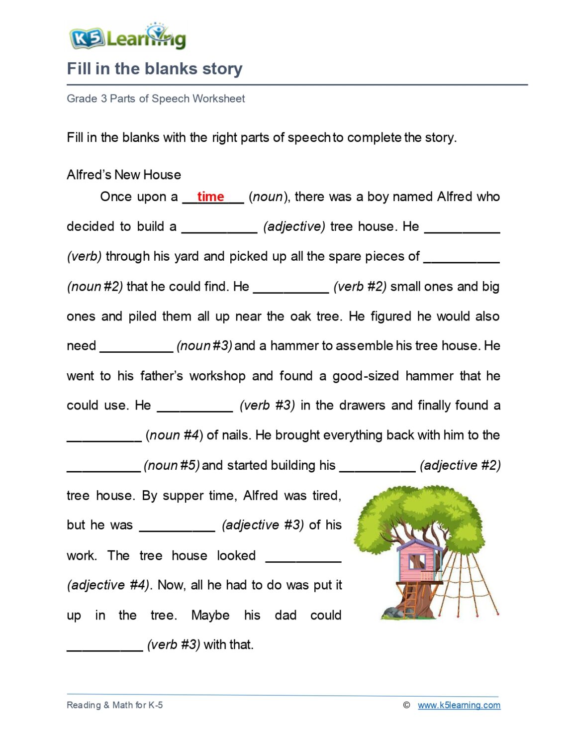 Fill-in-the-Blank Story Worksheets for Kids Learning