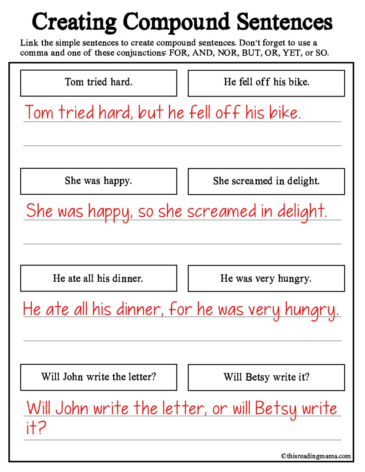 Sentence Building Strips for Kids (Free Printable)