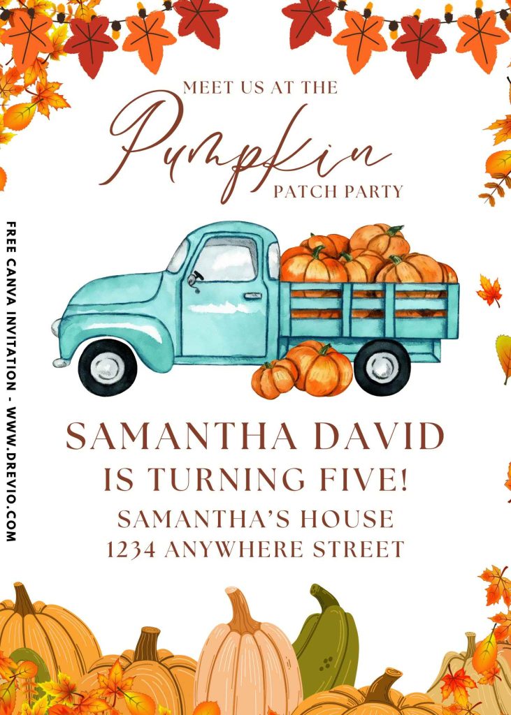FREE Cute Fall Pumpkin Patch Invitation Template