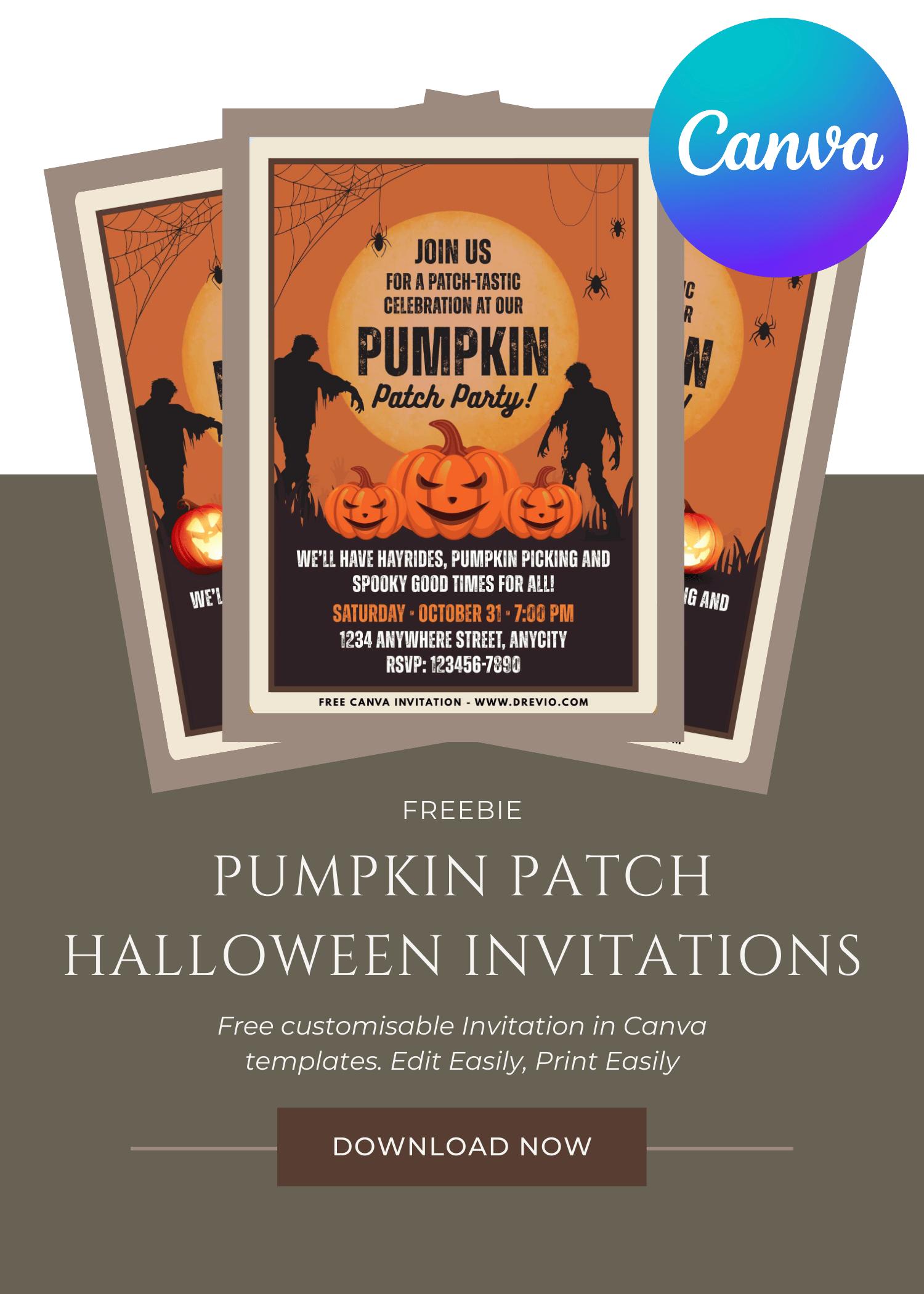 FREE Halloween - Spooky Pumpkin Patch Invitation Template