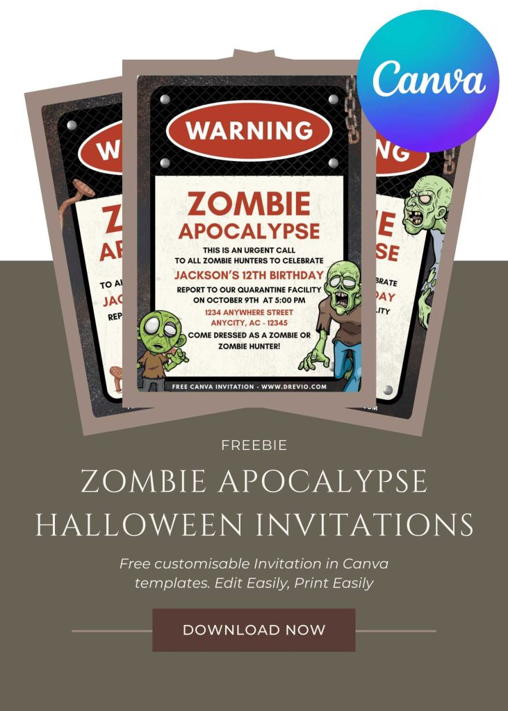 FREE Zombie Apocalypse Invitation Template