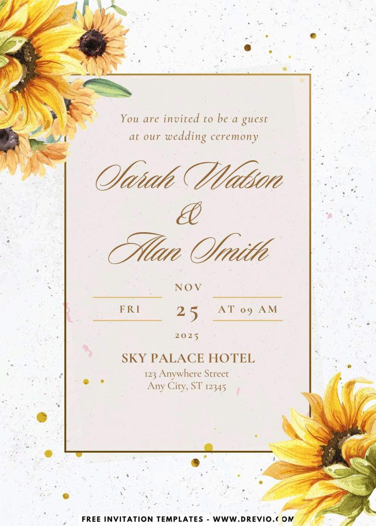 FREE Fall Sunflower Wedding Invitations