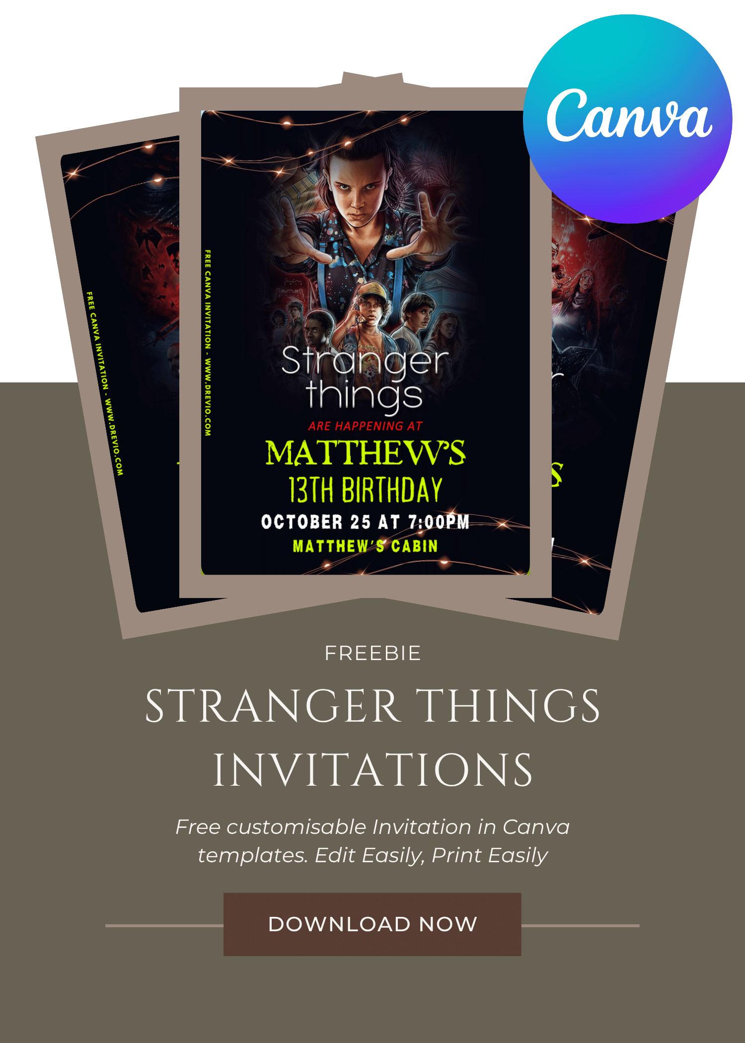 FREE Stranger Things Birthday Invitations