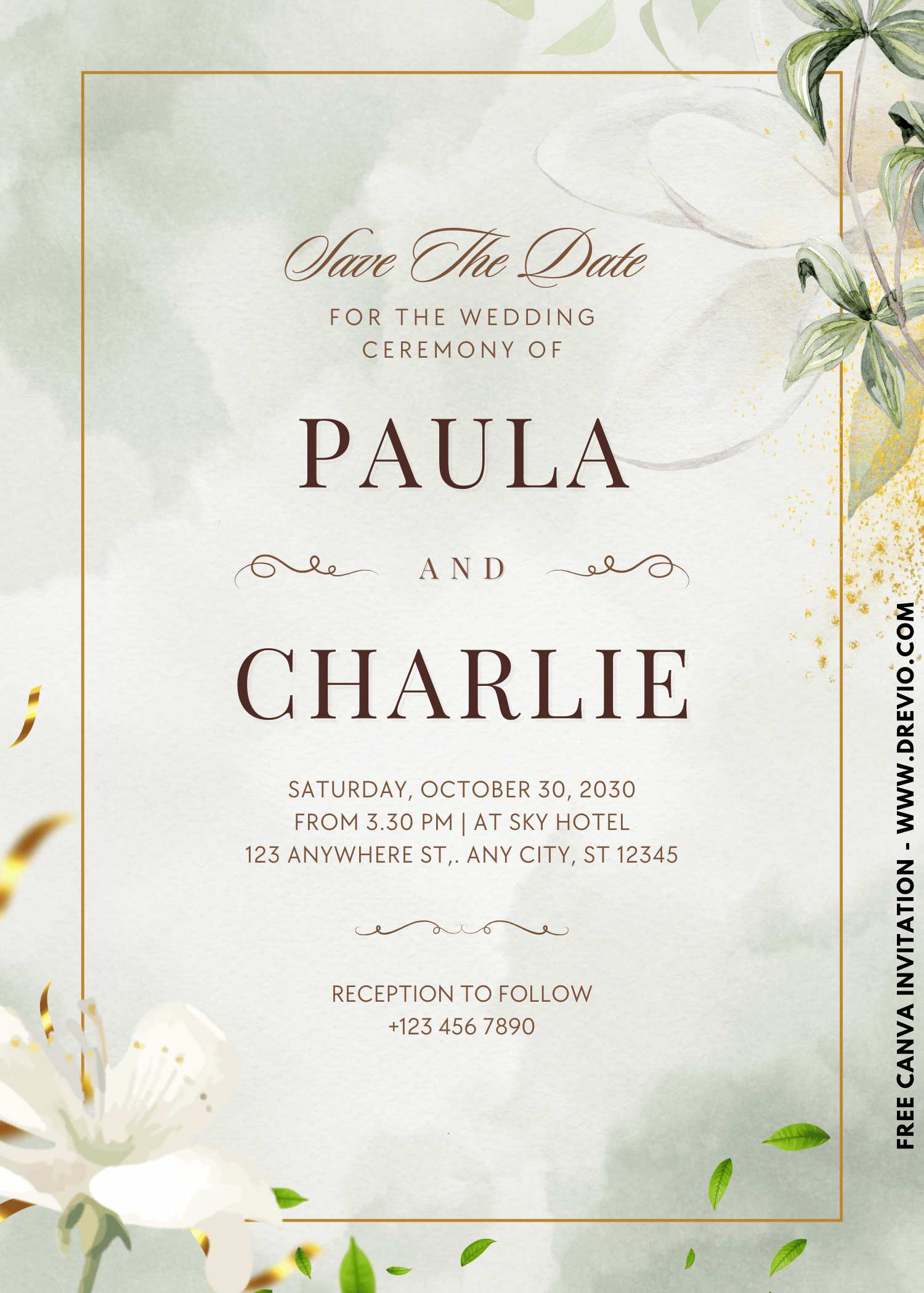FREE Southern Magnolia Wedding Invitation Template