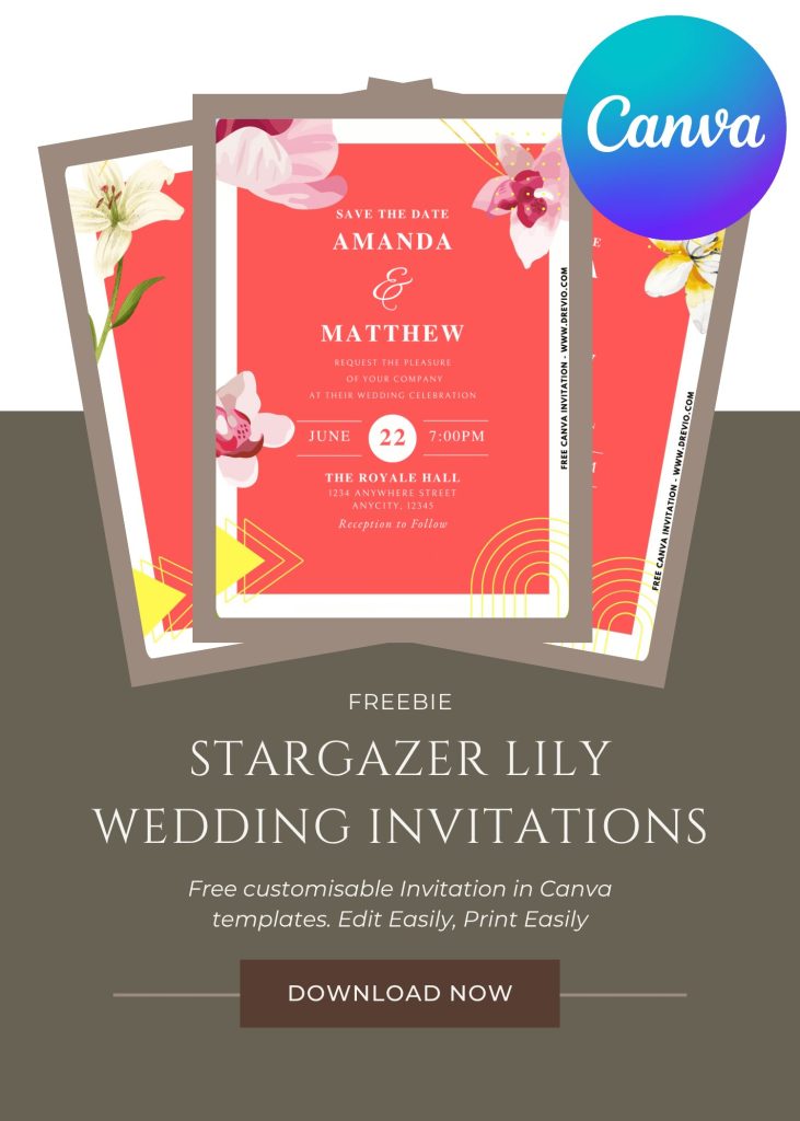 FREE Stargazer Lily Wedding Invitations