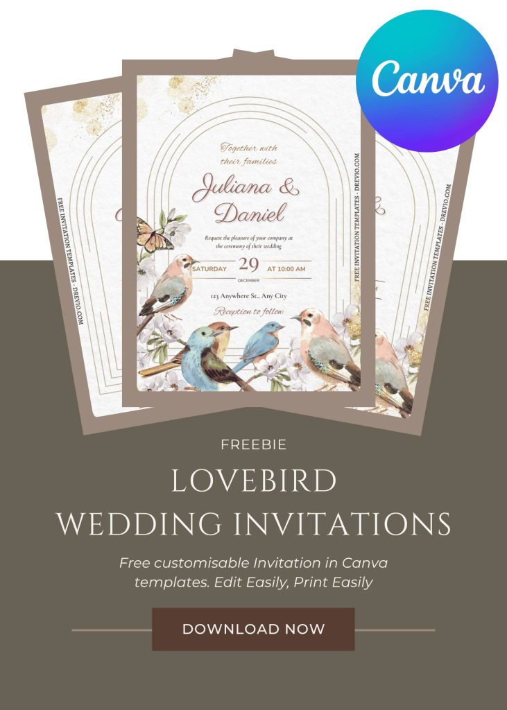 FREE Lovebird Wedding Invitations