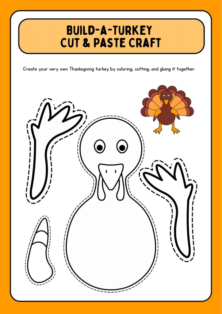 Build-a-Turkey Cut and Paste Craft (FREE Printable)