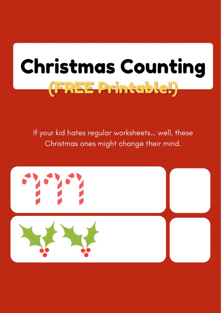 Christmas Math Counting Worksheet (Free Printable)