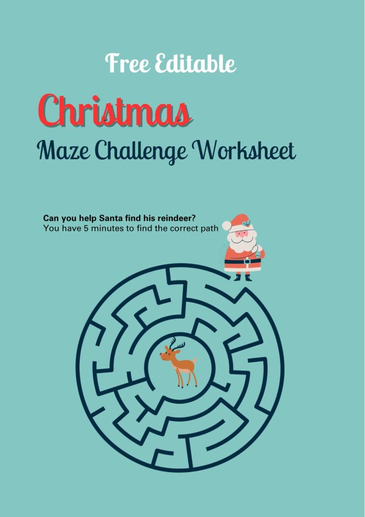 Christmas Maze Challenge Worksheet (Free Printable)