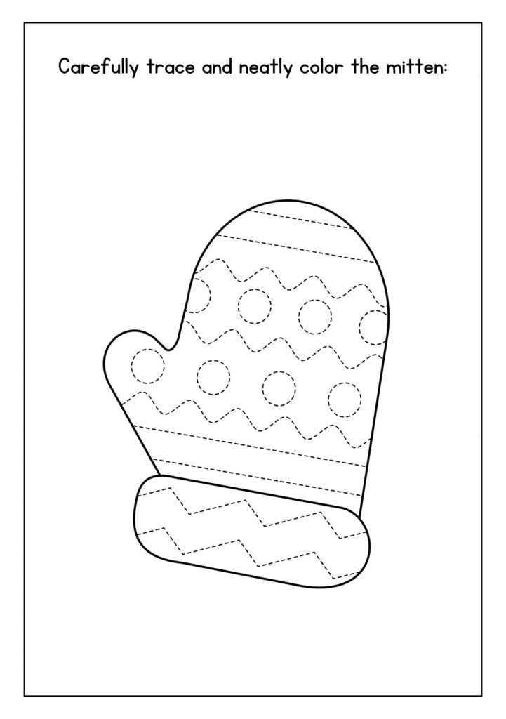 Christmas Mittens Tracing and Coloring Booklet