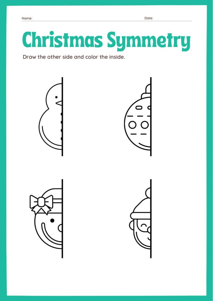 Christmas Symmetry Worksheet Set (Free Printable)