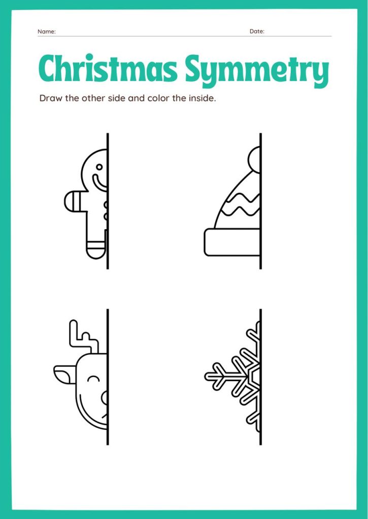 Christmas Symmetry Worksheet Set (Free Printable)