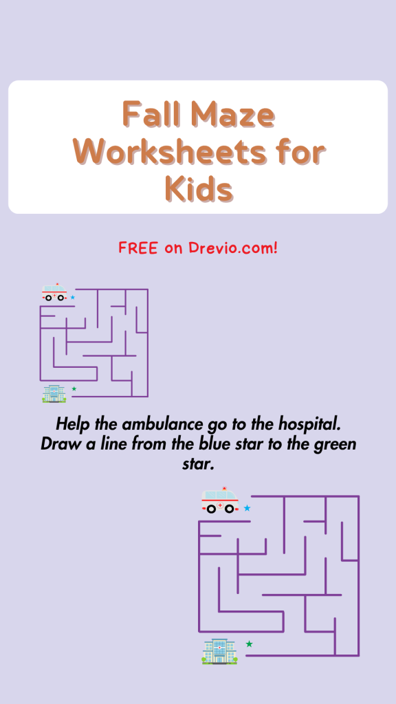 Fall Maze Worksheets for Kids (Free Printables)
