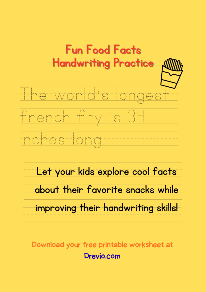 Fun Food Facts Handwriting Practice (Free Printables)