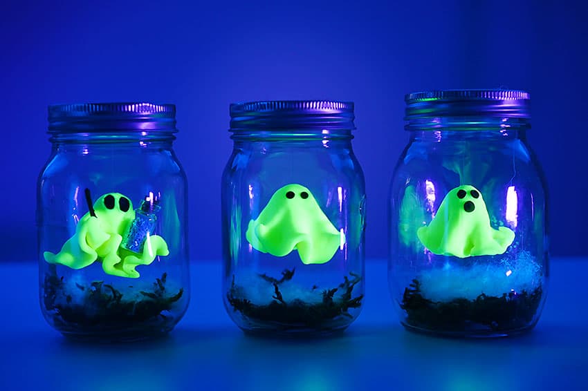 Glow-in-the-Dark Ghost Jars for Halloween