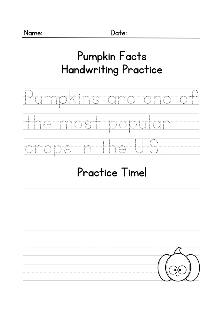 Pumpkin Facts Handwriting Practice (Free Printables)