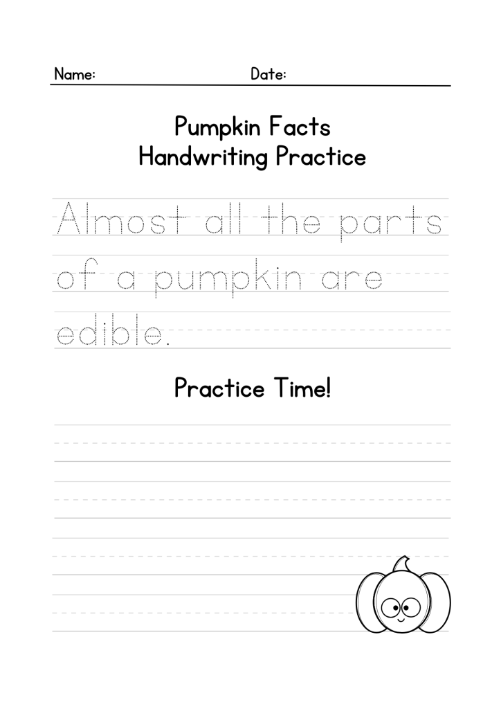 Pumpkin Facts Handwriting Practice (Free Printables)