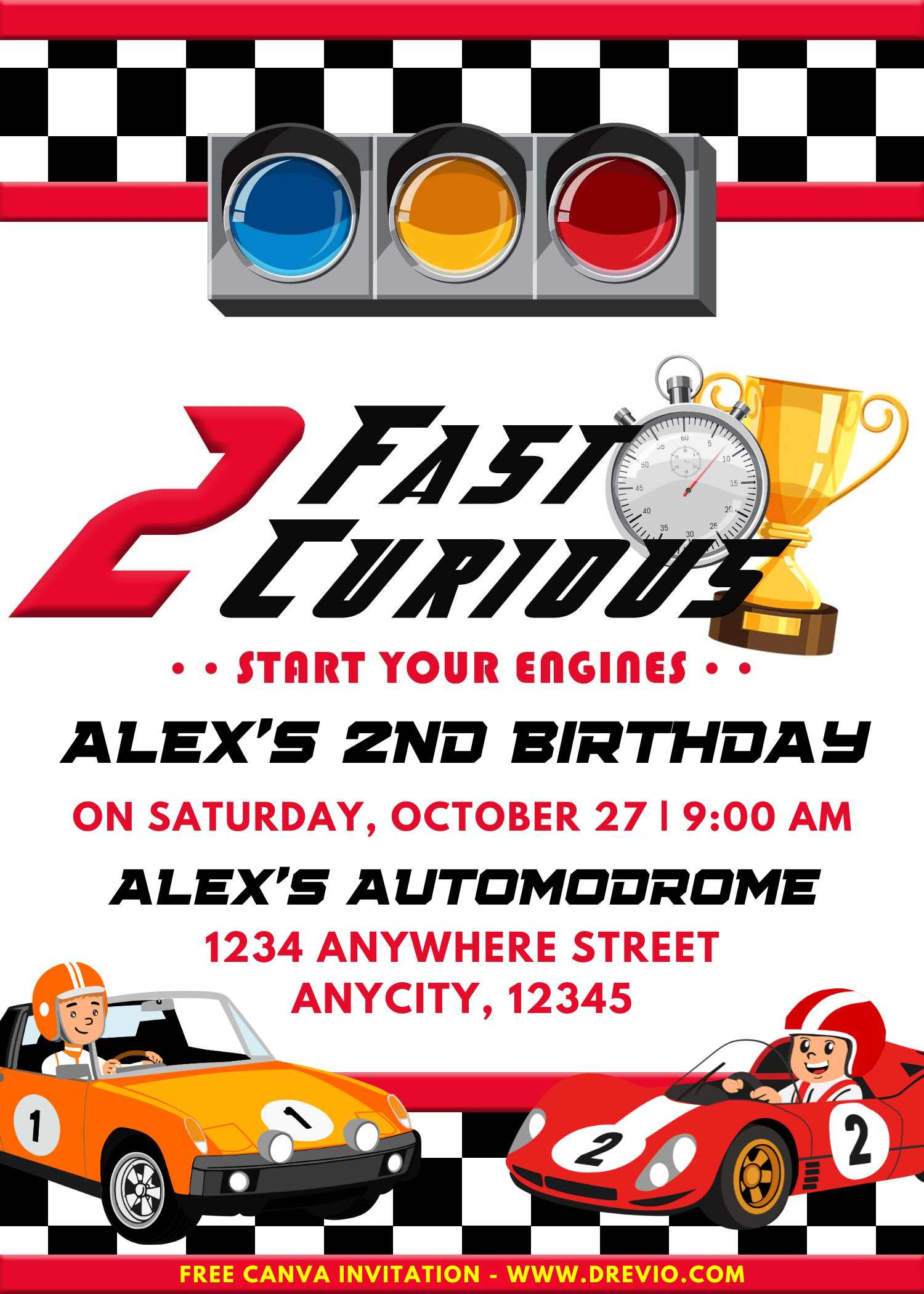 FREE Vroom-Vroom Race Car Invitation Template