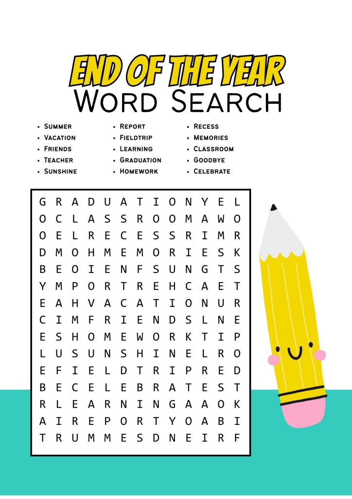 New Year Word Search Printable for Kids