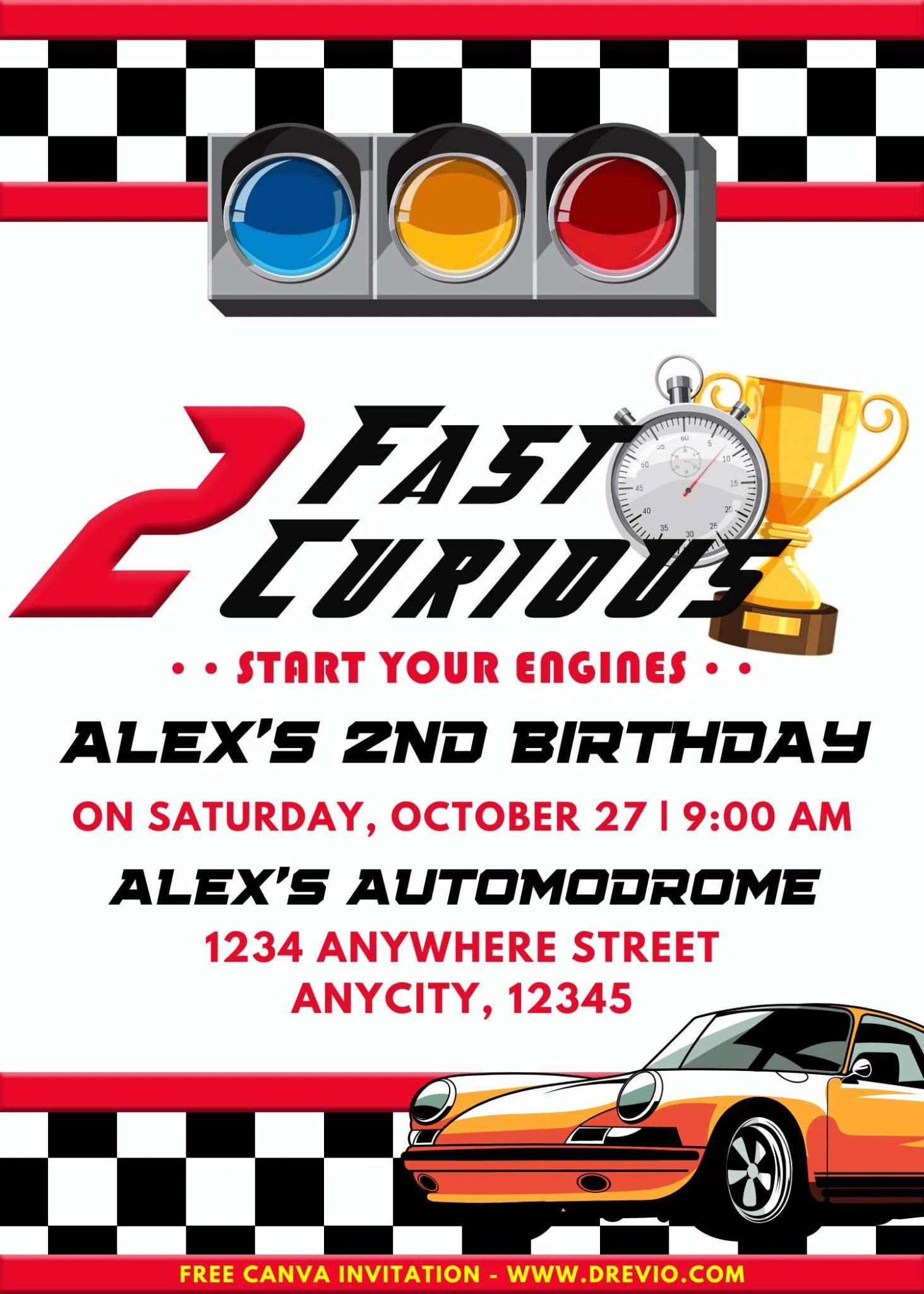 FREE Vroom-Vroom Race Car Invitation Template