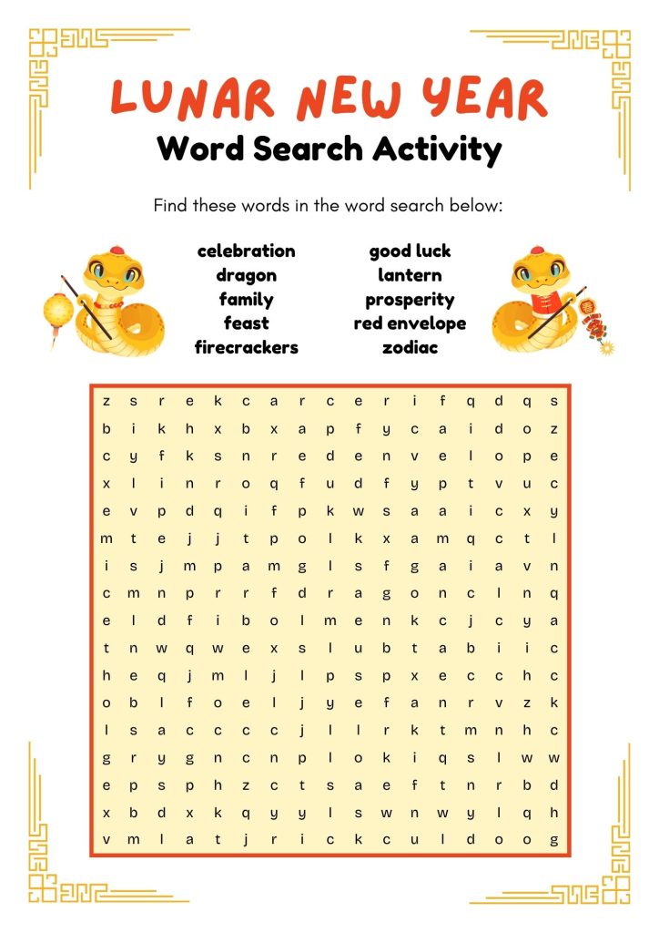 New Year Word Search Printable for Kids