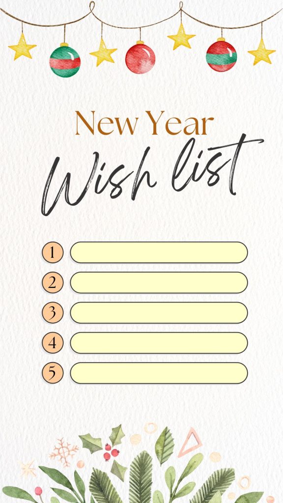 FREE New Year Wish List Printable