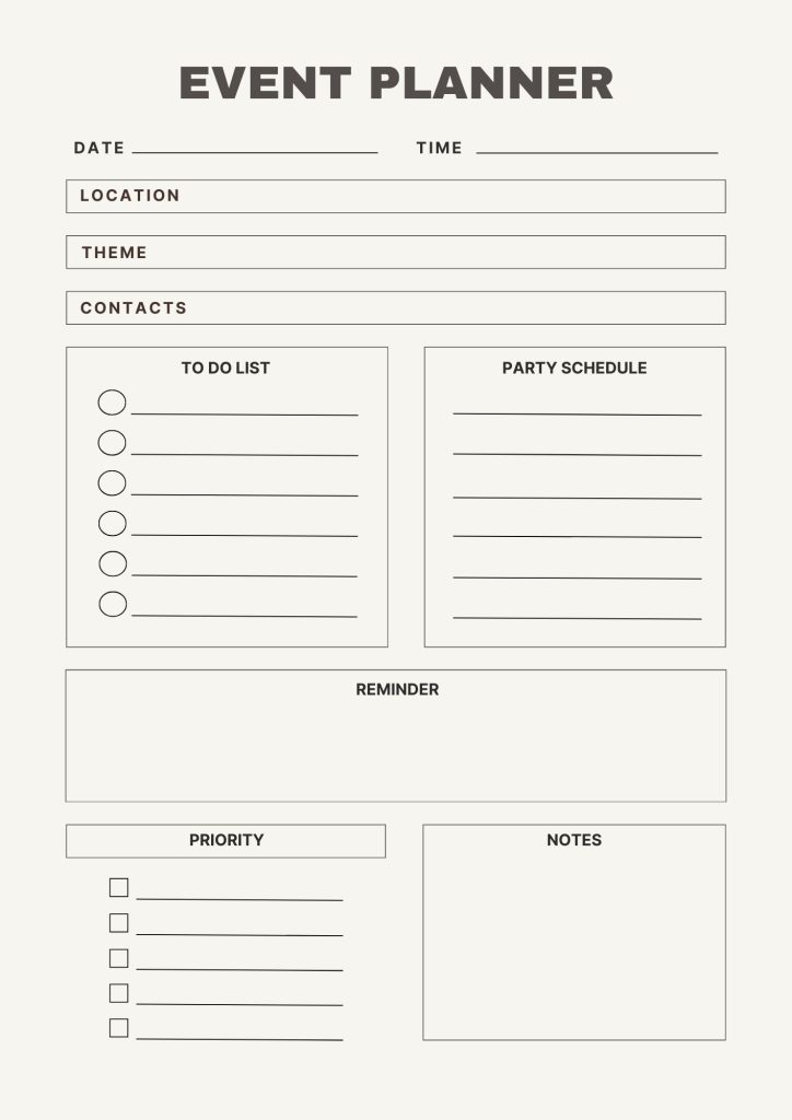 Printable Party Schedule Template